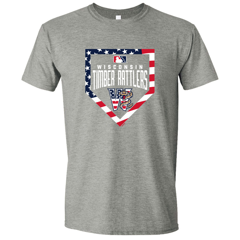 Timber Rattlers Bimm Ridder 4th of July Base Flag Tee – Wisconsin ...