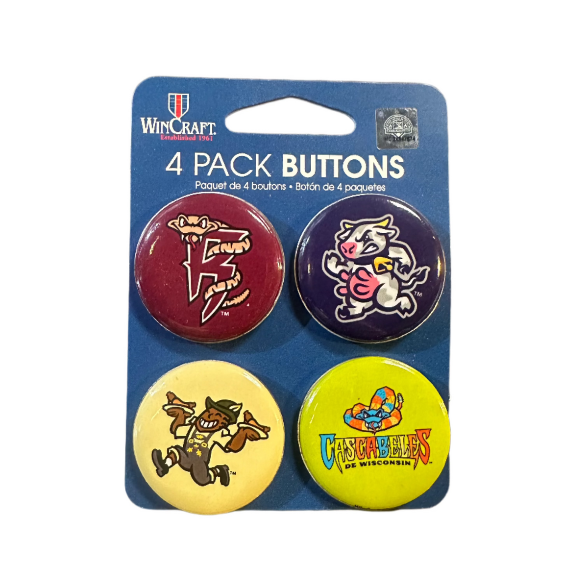 4-Pack Identity Buttons – Wisconsin Timber Rattlers Official Store