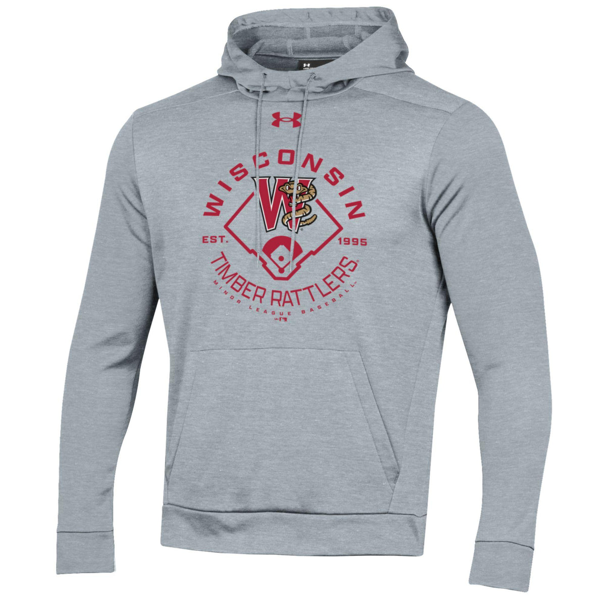 Timber Rattlers Under Armour Gray Heather Armour Fleece Pullover Hood ...