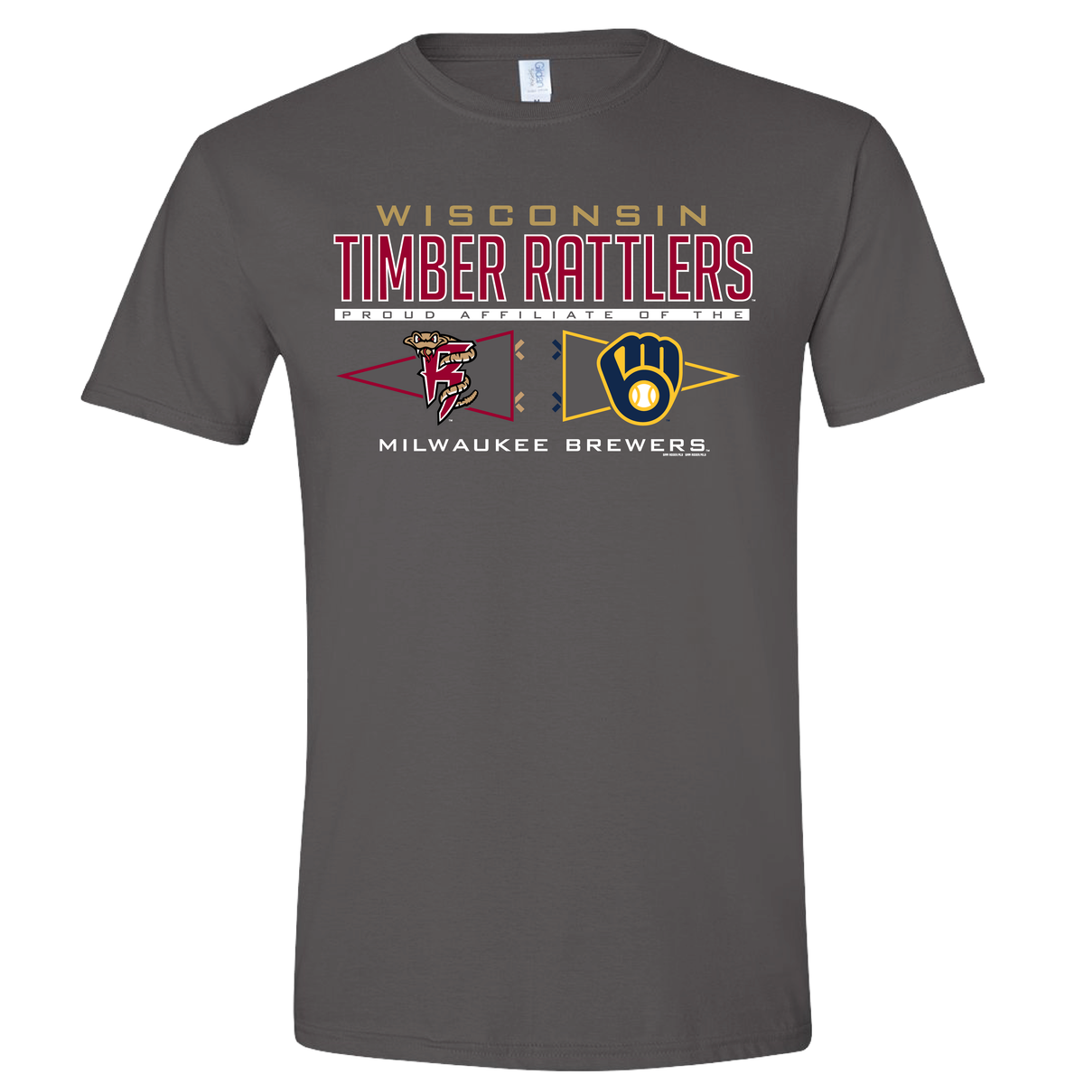 Timber Rattlers x Milwaukee Brewers Bimm Ridder Charcoal Affiliate Tee ...